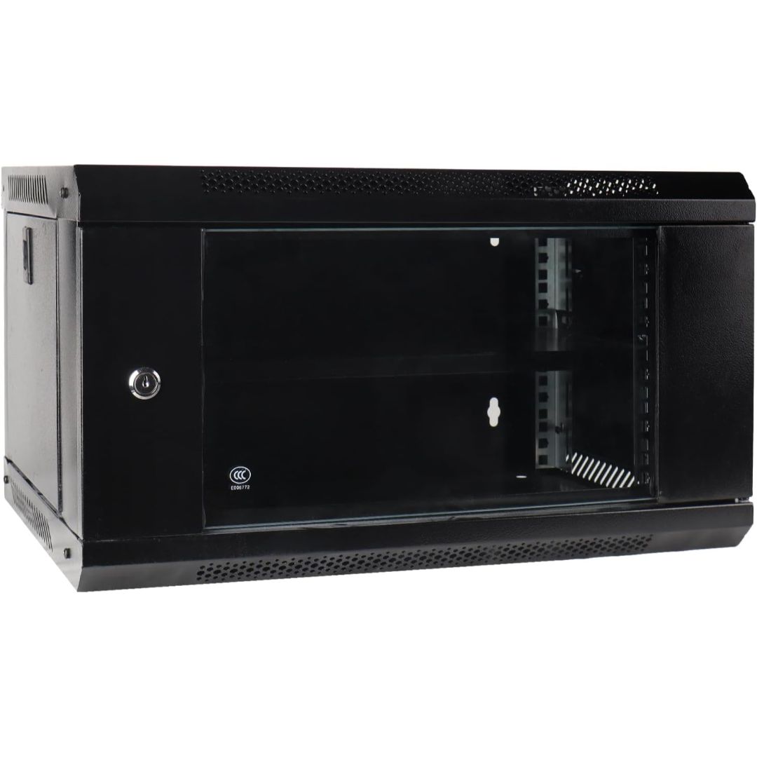 RACK DE PARED CERRADO FIJO 6U CON PUERTA DE VIDRIO ELISANTECH (KY6406S ...