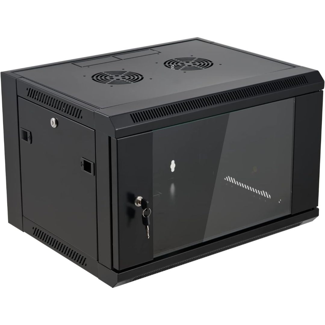 RACK DE PARED CERRADO FIJO 6U 600X450X368MM CON PUERTA DE VIDRIO STC ...