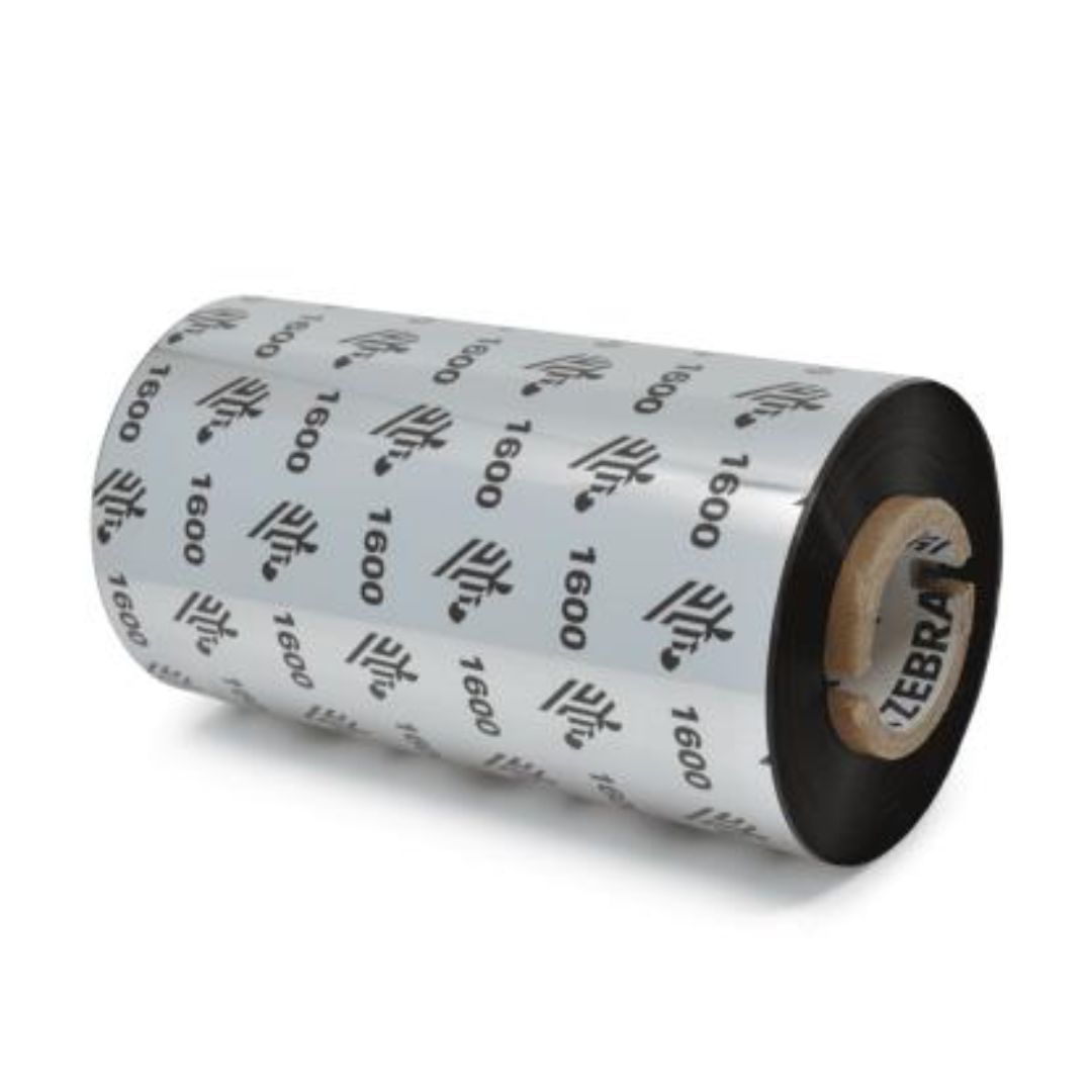 ZEBRA CINTA RIBBON DE CERA PARA IMPRESORA 110mmx300m 1600 STANDARD 25mm ...