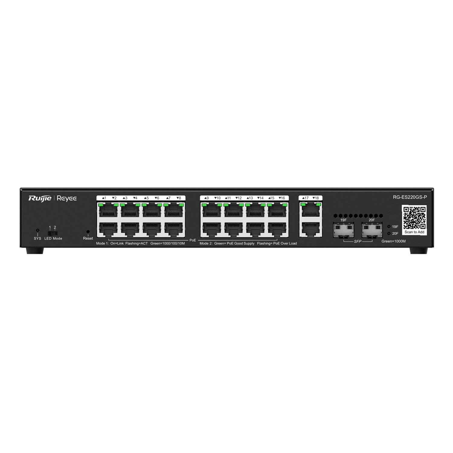 RUIJIE REYEE SWITCH RACKEABLE ADMINISTRABLE L2 POE CON 16 PUERTOS ...